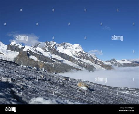 Glacier View Towards Different Breithorn A Famous Peak In Wallis