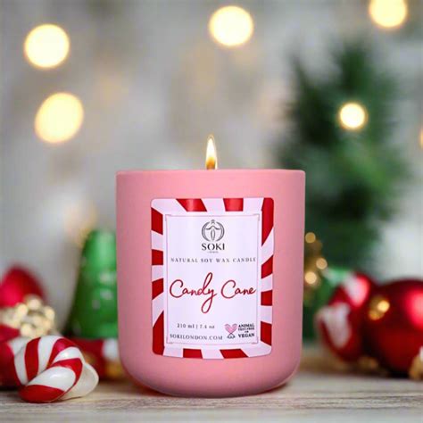 Candy Cane Soy Wax Candle 210ml Soki London