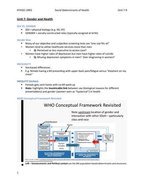 Sdo H Notes 7 9 Unit 7 Gender And Health Sex Vs Gender Sex Physical Biology E Xx Xy
