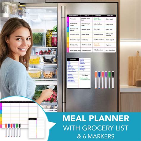 Magnetic Dry Erase Menu Planner And Grocery List Set