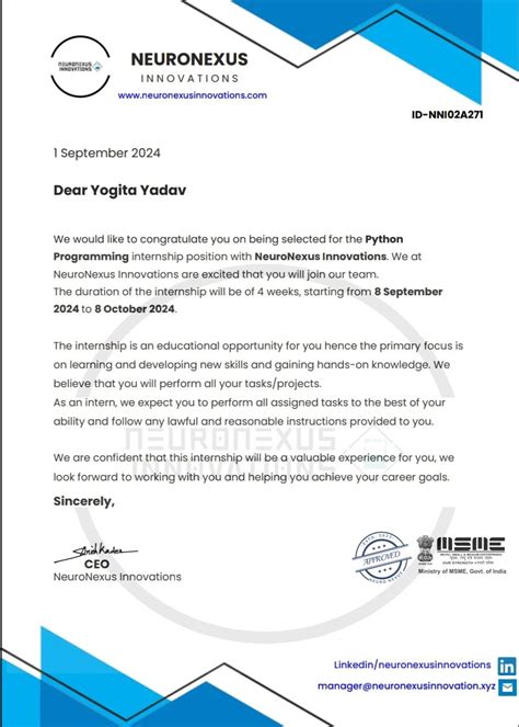 Yogita Yadav On Linkedin Internship Pythonprogramming Techinternship Neuronexus