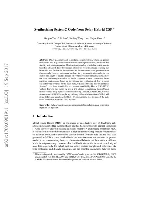 Pdf Synthesizing Systemc Code From Delay Hybrid Csp