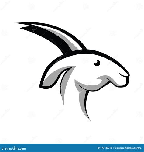 Goat Face Linear Illustration Saola Head Design Cartoon Vector