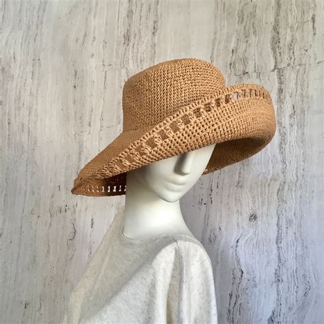 Wide Brimmed Straw Crochet Raffia Hat Wide Brimmed Raffia Hat Etsy