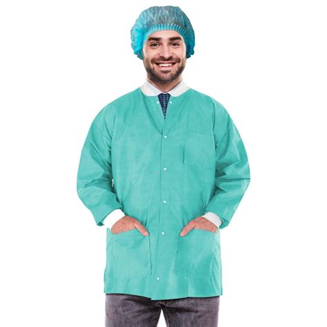 Disposable Lab Jackets Large Pack Of 10 Teal Lab Jacket For Men And