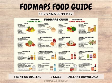 Fodmap Poster Fodmap Food List Fodmap Diet Guide Low Fodmap High Fodmap