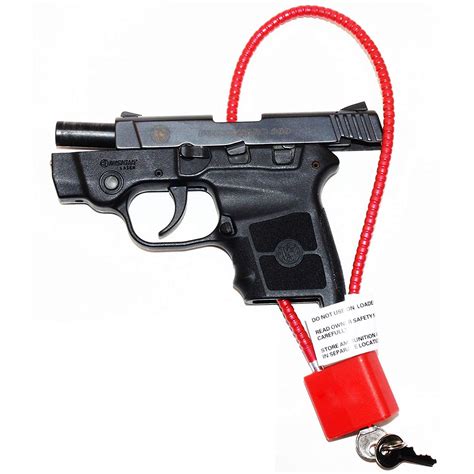 Cable Gun Lock With Key Secures Pistol Rifle Shotgun Revolver And
