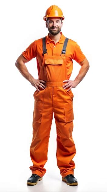 A Man In Orange Uniform Overall An Engineer In Orange Uniform Overall
