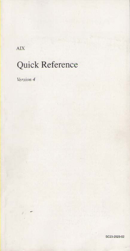 Aix Quick Reference Guide Version 4 Manual Computing History