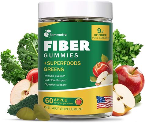 9g Fiber Gummies For Digestive Health And Regularity No Sugar Added Apple Flavor