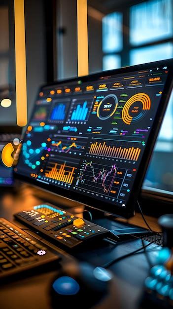 Ultrarealistic Hightech Dashboard For Data Analytics Modern Office