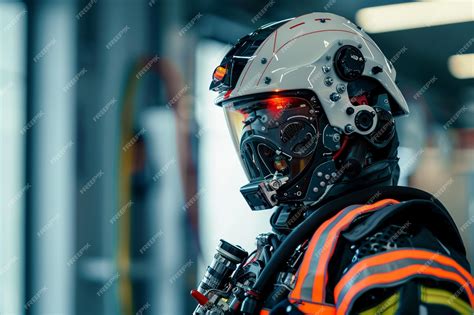 Premium Photo A Robot Firefighter Training For Emergency Rescues