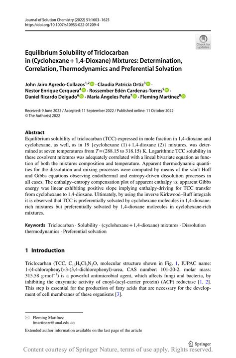 Pdf Equilibrium Solubility Of Triclocarban In Cyclohexane 14