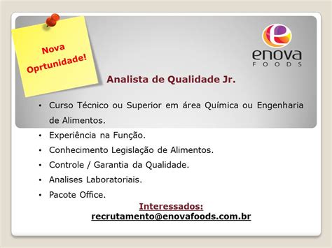 Analista De Qualidade Jr Enova Foods