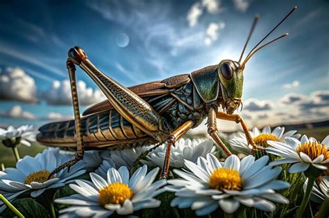 3d Spring Illustration Grasshopper Premium Ai Generated Image