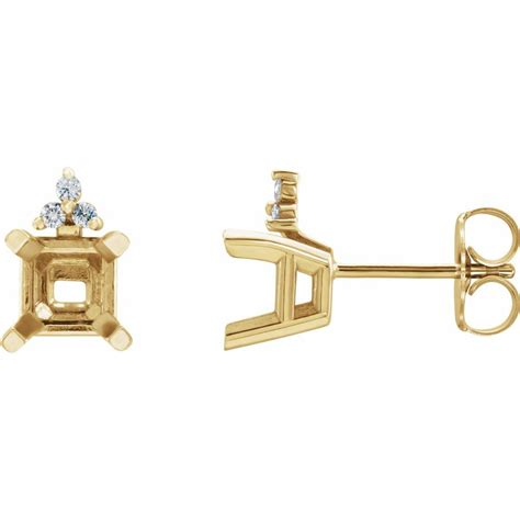 14k Yellow Gold 55x55mm Princess Square Shape Diamond Semi Set 4