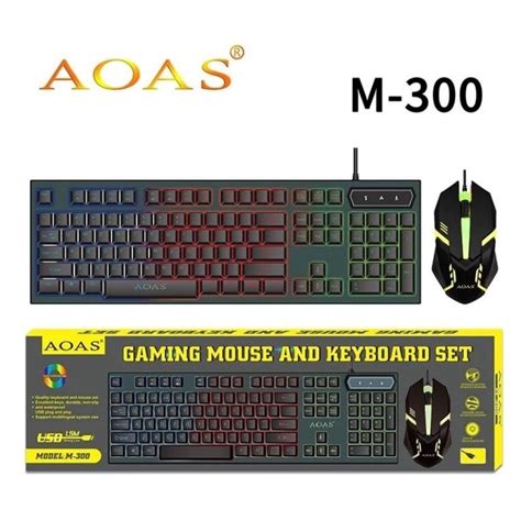 Aoas M 300 Illuminated Rgb Led Keyboard And Mouse Gamer Kit