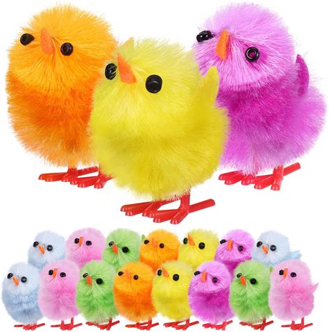 Lioobo Mini Easter Chicks Pack Of 18pcs Fake Pom Chicks