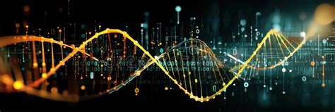 Digital Dna Helix Constructed From Lights And Binary Code Showcasing The Fusion Of Biology And