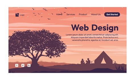 Web Design Nature Landscape Flat Design Landing Page Vector Art At Vecteezy
