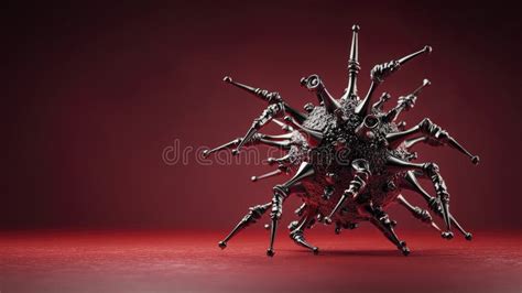 Viral Outbreak Simulation Laboratory 3d Model Red Background Close Up