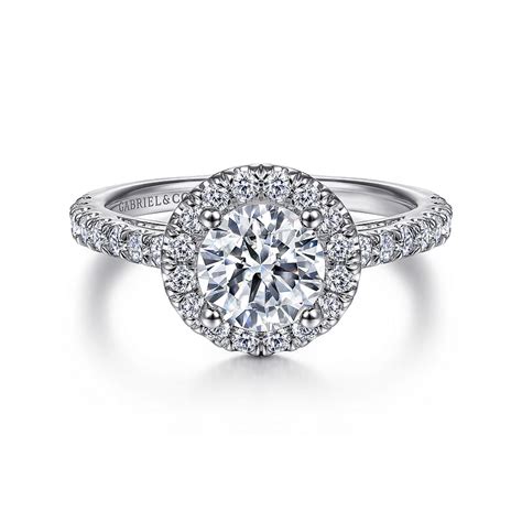 14k White Gold 1 Carat Round Halo Diamond Engagement Rings Gabriel And Co
