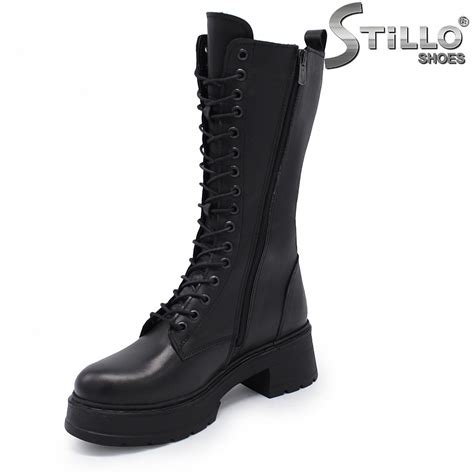 Дамски високи кубинки от естествена кожа 38012