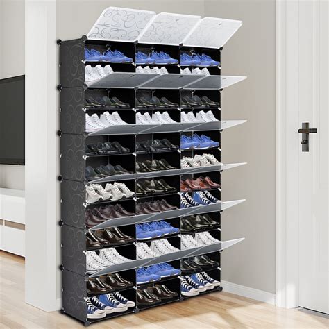 Shoe Rack 12 Tier Shoe Storage Cabinet 36 Pair Plastic Shoe Shelves