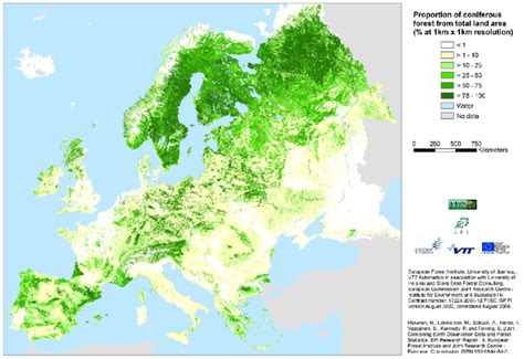 The Proportion Of Coniferous Forest Relative To The Total Land Area Of Download Scientific