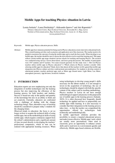 Pdf Mobile Apps For Teaching Physics Using Applications In Latvian