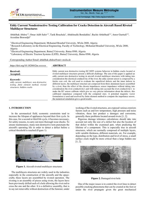 Pdf Eddy Current Nondestructive Testing Calibration For Cracks Detection In Aircraft Based