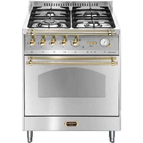 תנור אפייה 60 ס מ משולב כיריים 4 להבות Lofra Rs66mfteci Gold תוצרת איטליה צבע נירוסטה עם