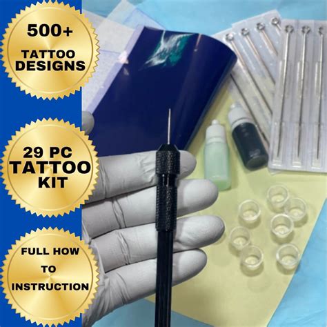 Handpoke Tattoo Kit Small Stick Poking Diy Tattooing Kit 29pc Kit Ink