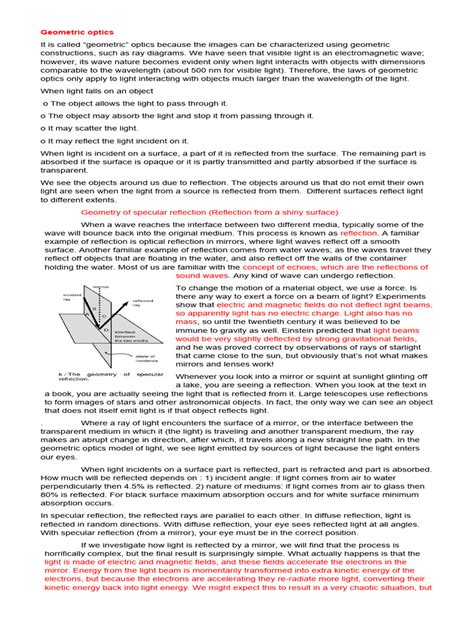 Reflection Part 1 Pdf Reflection Physics Mirror