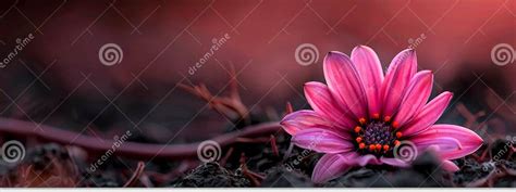 A Pink Flower Sits In The Middle Of A Lush Patch Of Grass A Worm