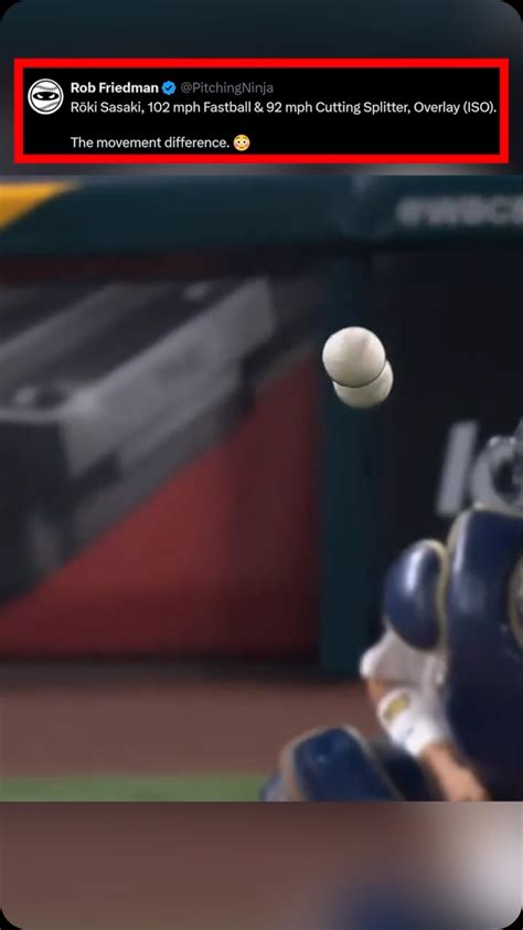 Rob Friedman Rōki Sasaki 102 Mph Fastball And 92 Mph Cutting Splitter Overlay Iso The