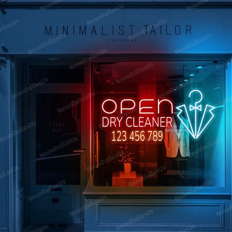 Dry Cleaner Open Neon Sign Dry Cleaning Laundry Led Sign Custom
