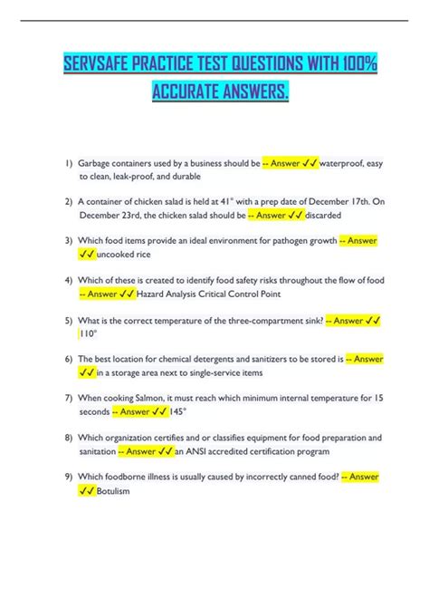 Servsafe Practice Test Questions With 100 Accurate Answers Servsafe Stuvia Us