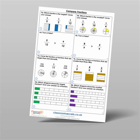 Year 3 Compare Fractions Varied Fluency Resource Classroom Secrets