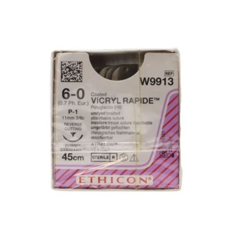 Ethicon Vicryl Rapide Sutures Usp 6 0 W9913 12 Foils Box Surgical