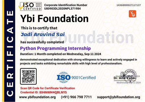 How To Secure A Python Programming Internship With Ybi Jadi Aravind Sai Posted On The Topic