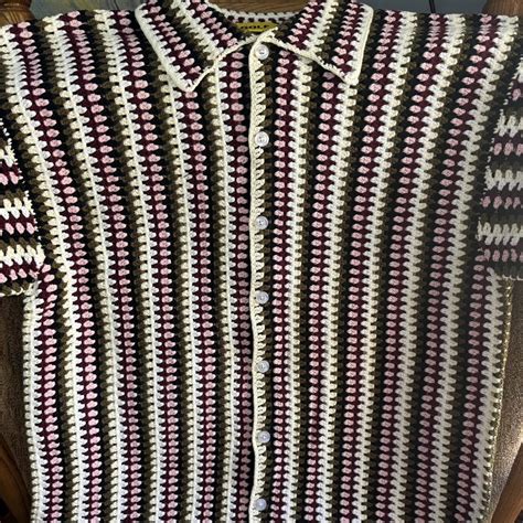 Brand New Xl Golf Crochet Camp Shirt Pink Depop