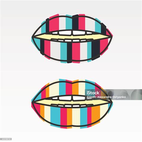 Logo Bibir Berwarnawarni Garisgaris Vertikal Ilustrasi Stok Unduh
