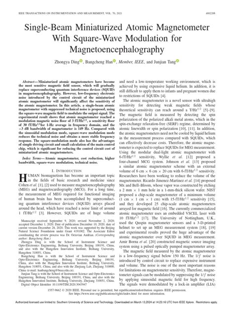 Atomic Magnetometer For Meg Pdf Magnetometer Magnetoencephalography