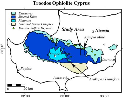 Simplified Geological Map Of The Troodos Ophiolite Cyprus The