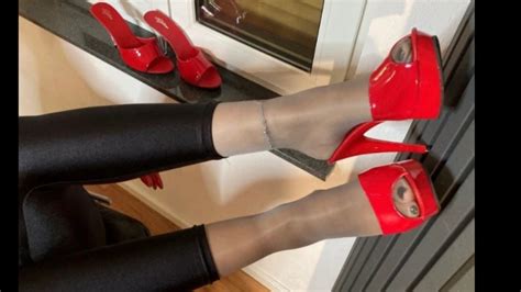 Red Heels And Black Spandex Leggings Fetish Nylon Porn Feat Fetish