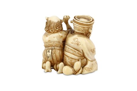 Lot 179 A Japanese Ivory Netsuke Of Shoki And Demon