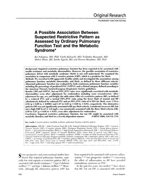 pdf a possible association between suspected restrictive pattern as