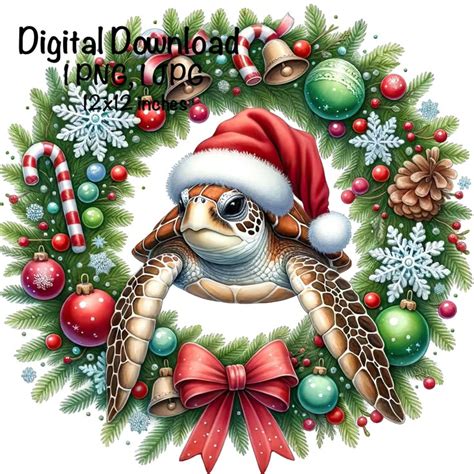 Sea Turtle Png Christmas Wreath Sea Turtle Christmas Holiday Png