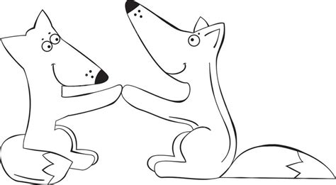 兩隻可愛的手繪卡通狐狸 漫畫 坐著 Fox向量圖案素材免費下載，png，eps和ai素材下載 Pngtree